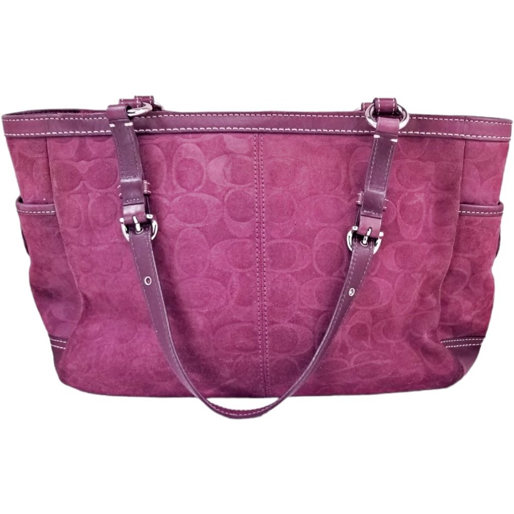 Authentic Coach Burgandy Suede Leather Logo Satchel P… - Gem